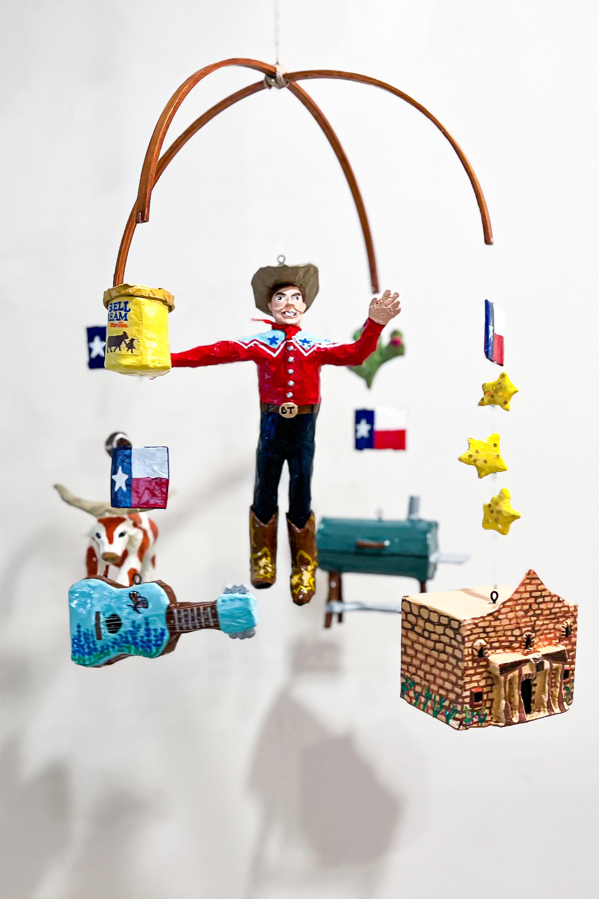 Texas Cowboy Paper Mache Baby Mobile for Nursery Decor, Hand Painted ...