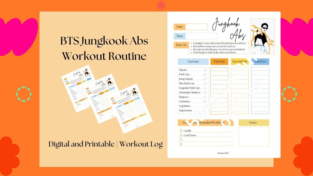 BTS Jungkook Abs Workout Planner Fitness Log Journal - Etsy