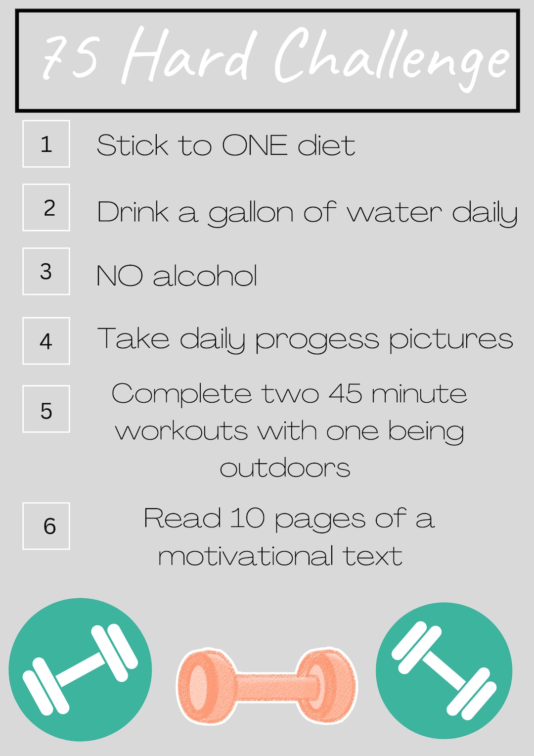 75 Hard Workout Challenge Digital Tracker - Etsy