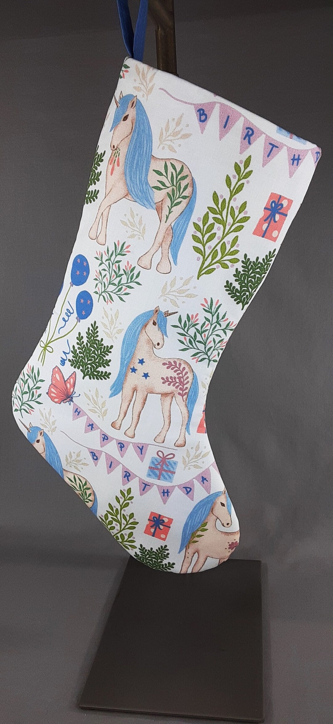 Unicorn Birthday Stocking PREMIUM FABRIC Printed in USA - Etsy