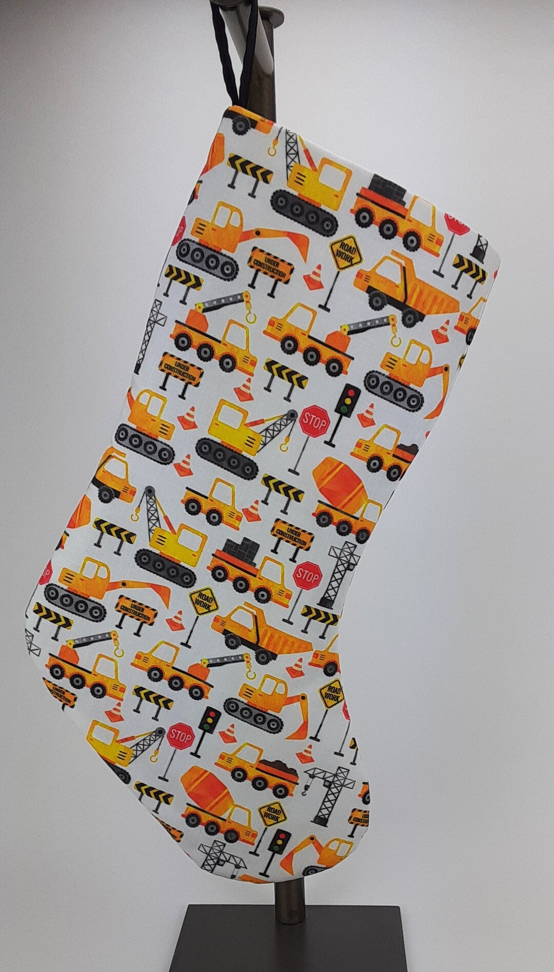 Construction Zone Birthday Stocking With Excavators, Dump Trucks ...