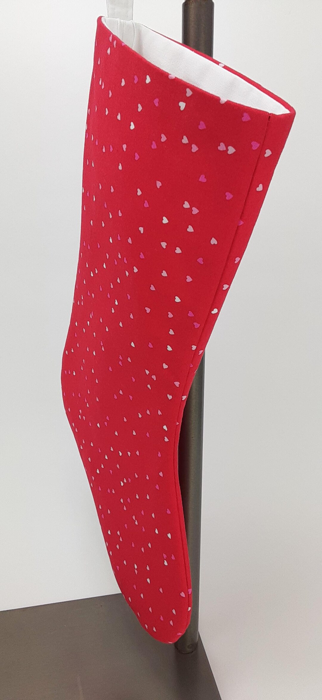 Valentine Stocking With Tiny Pink and White Hearts Makes a Fun ...