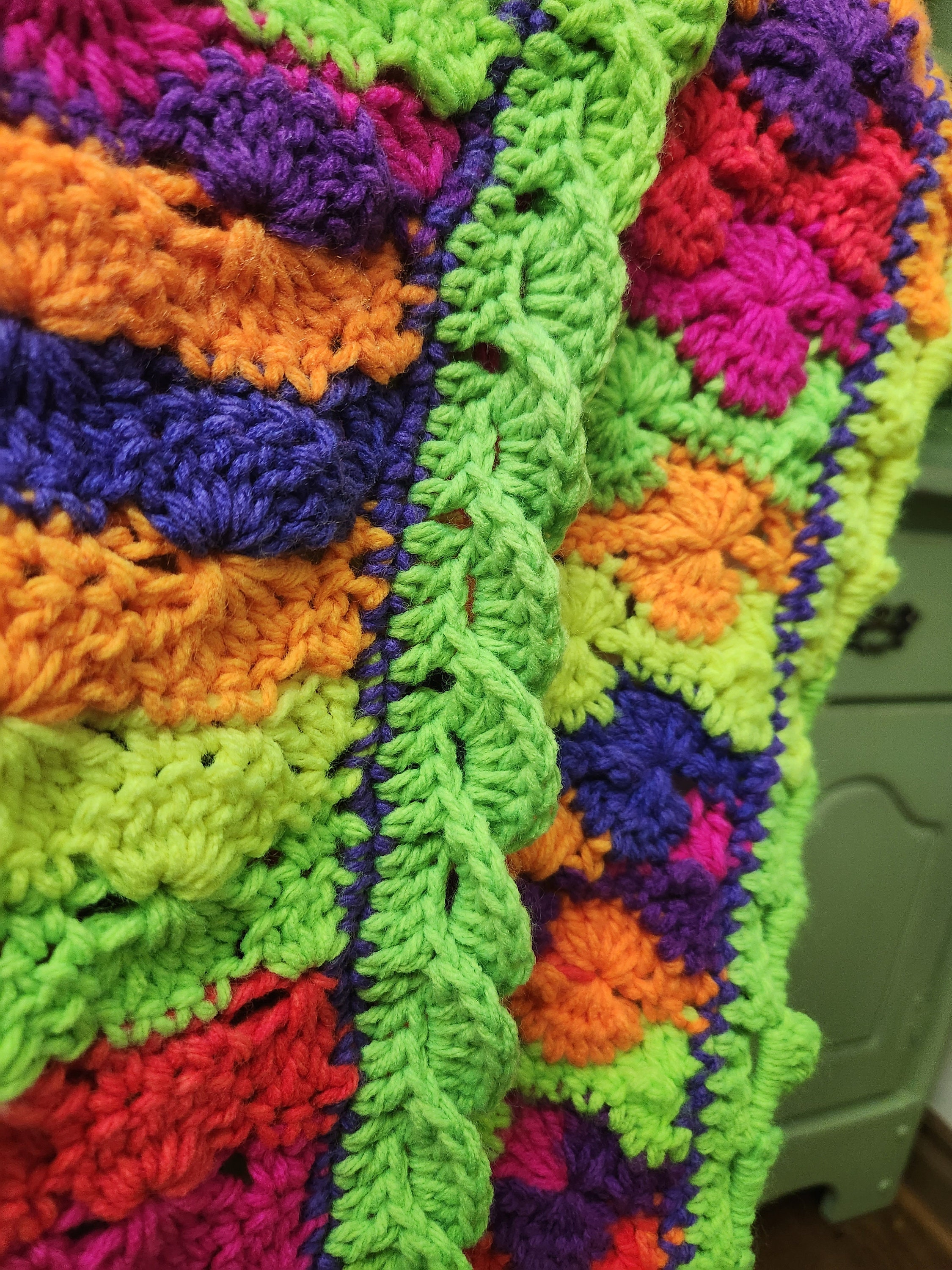 Neon Spider Stitch Afghan - Etsy