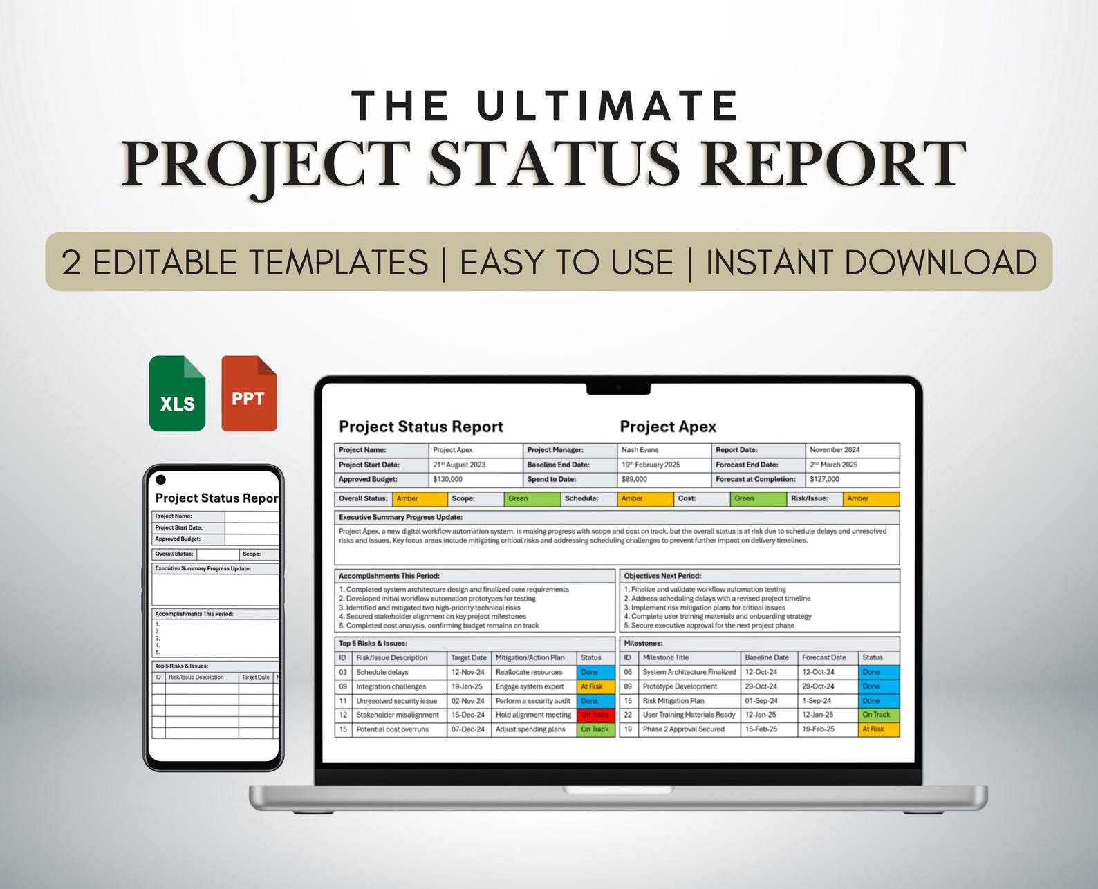 Project Status Report Template, Project Dashboard, Project Management ...