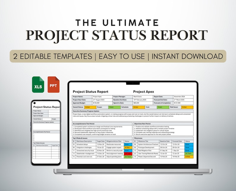 Project Status Report Template, Project Dashboard, Project Management ...