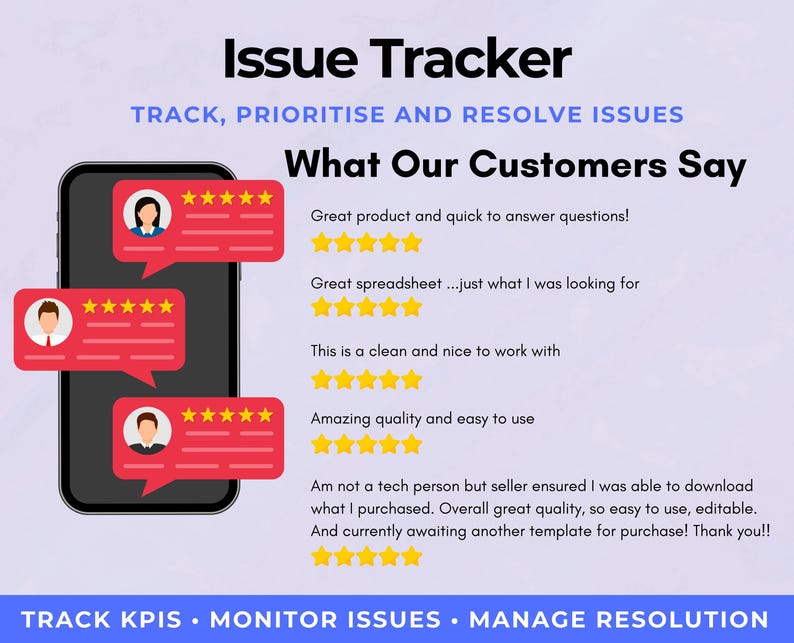 Issue Tracker Excel Template | Project Issue Log & Action Tracker | KPI ...