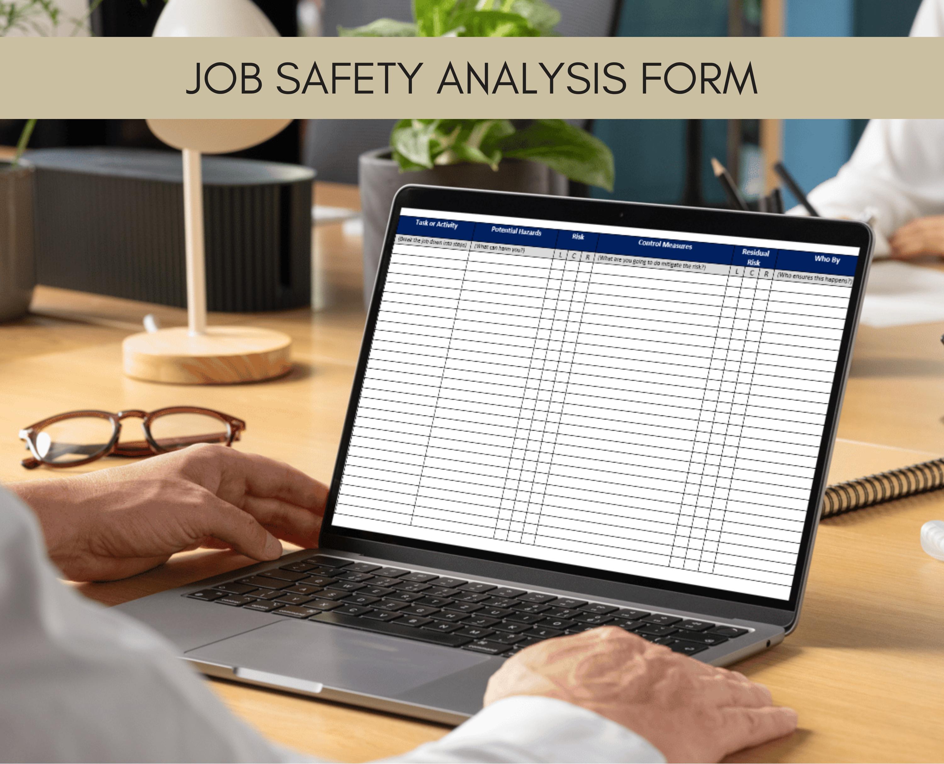 Job Safety Analysis JSA Template: Hazard ID, Risk Assessment (word ...