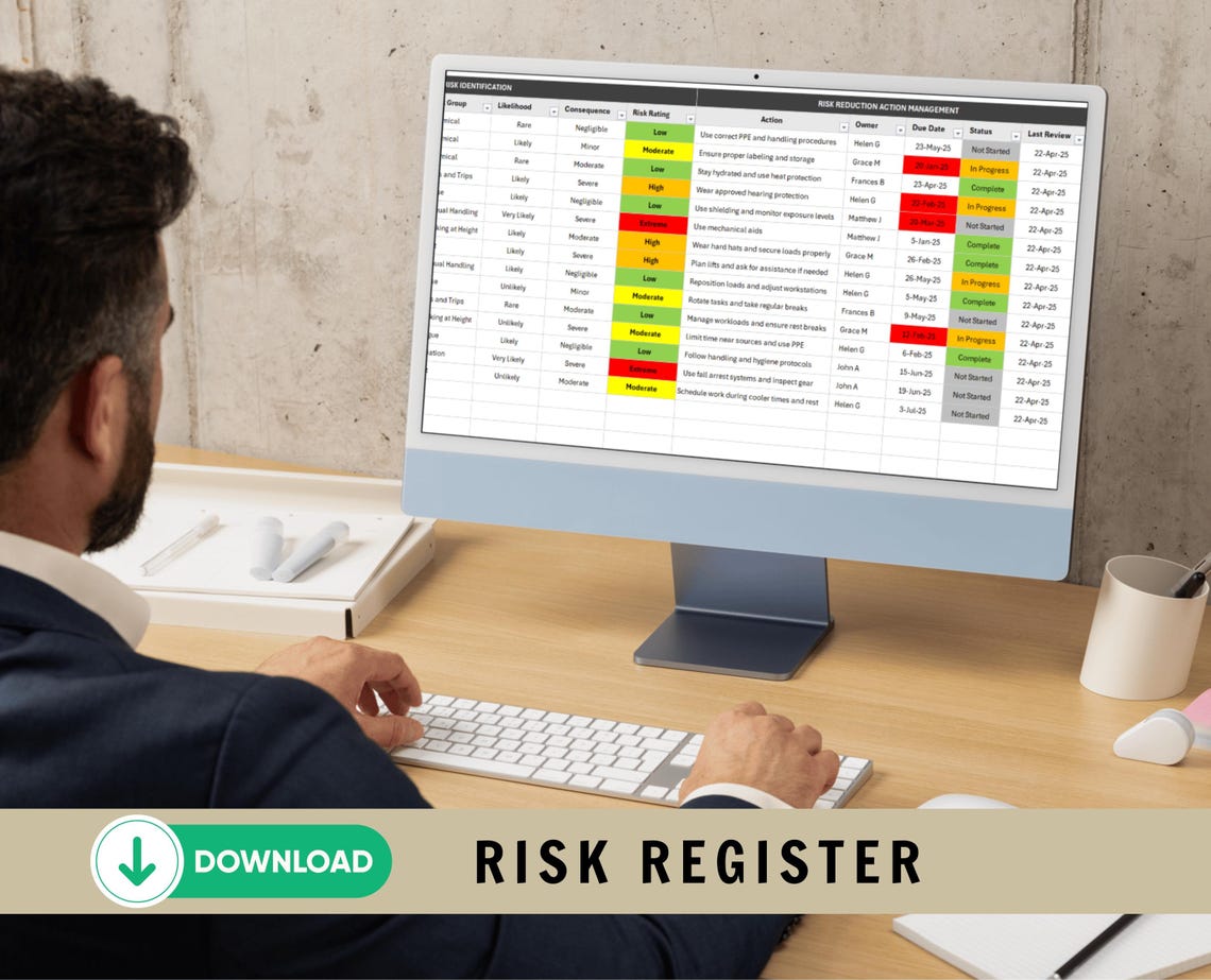 Excel Risk Register Template: Project Risk Management & Action Tracking (digital Download) - Etsy