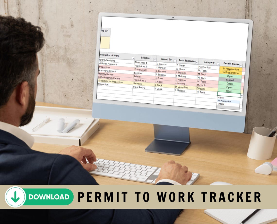Permit to Work Register: Excel Safety Tracker (digital Download) - Etsy