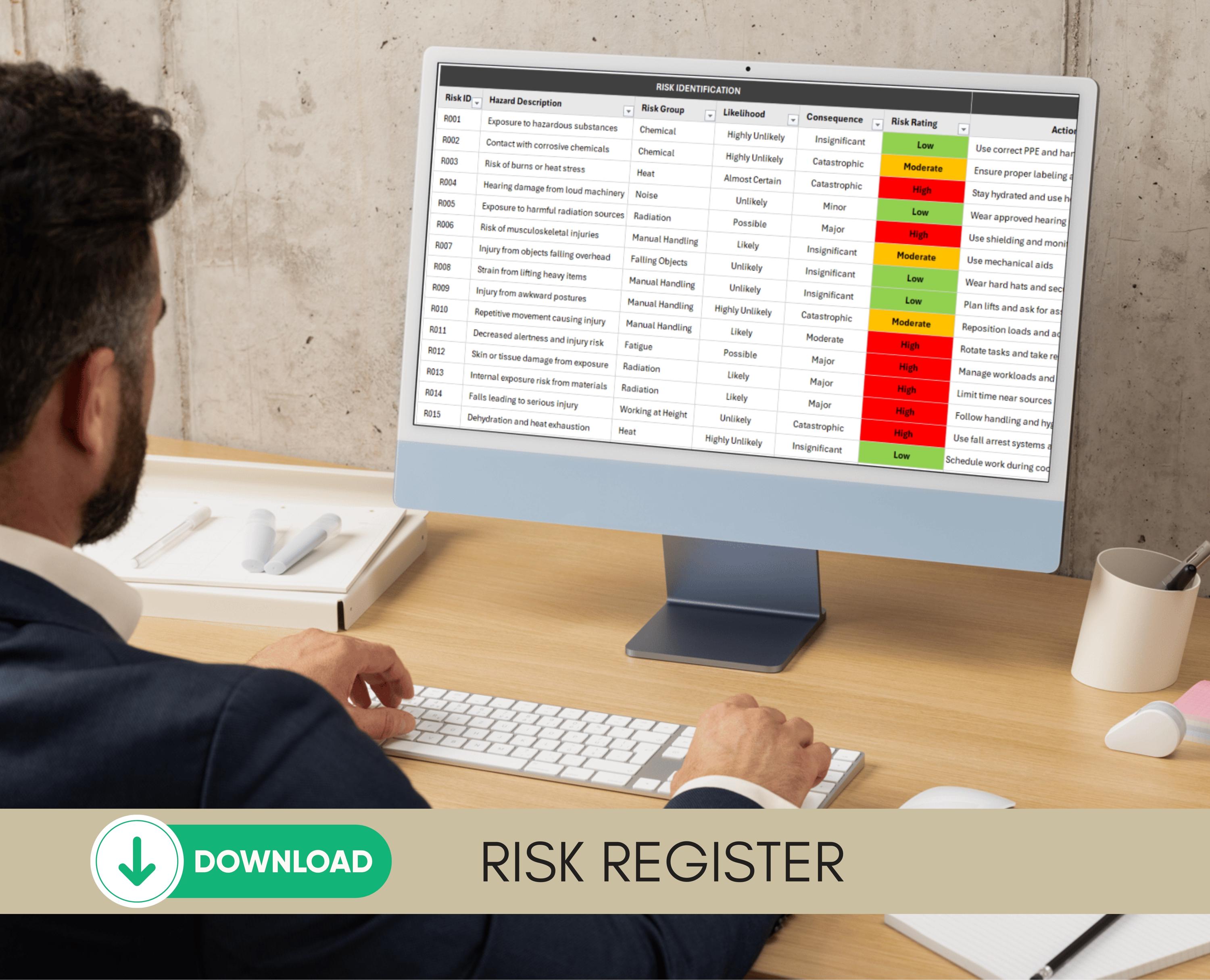 Risk Register | Excel Risk Register | Action Tracking | Project Risk ...