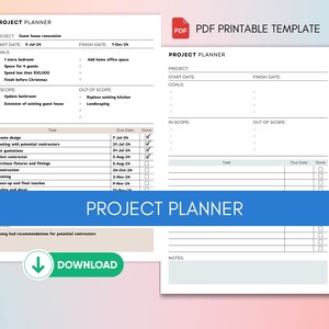 Project Planner Template, Project Management Document PDF Download ...