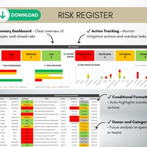 Excel Risk Tracker Template: Project Management Tool (digital Download ...