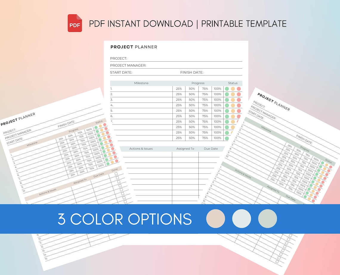 Project Planner Template, Project Management Document PDF Download ...