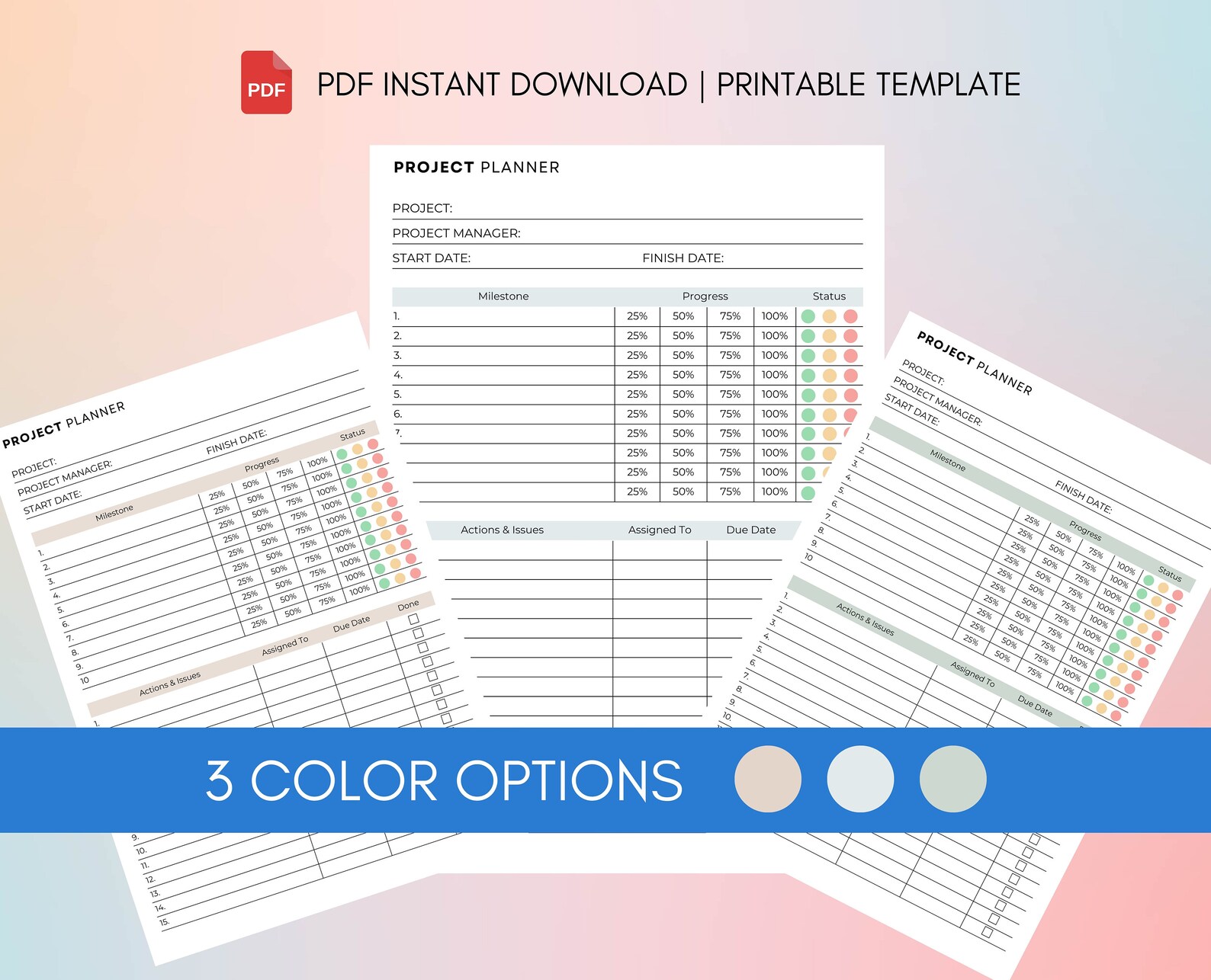 Project Planner Template, Project Management Document PDF Download ...