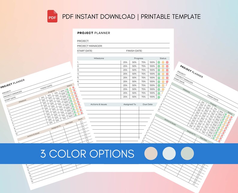 Project Planner Template, Project Management Document PDF Download ...