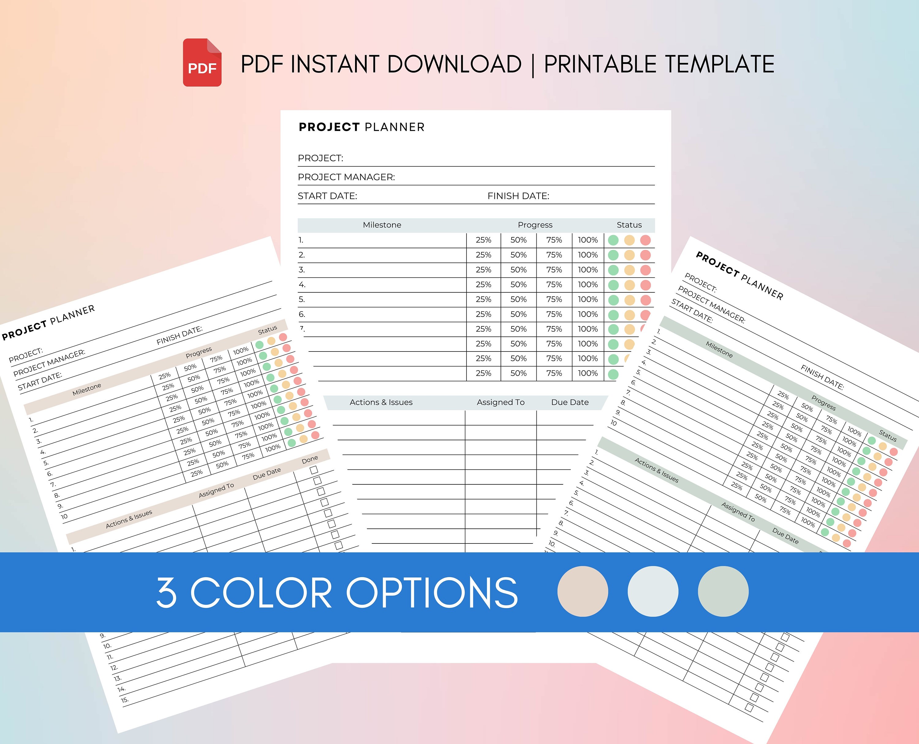 Project Planner Template, Project Management Document PDF Download ...