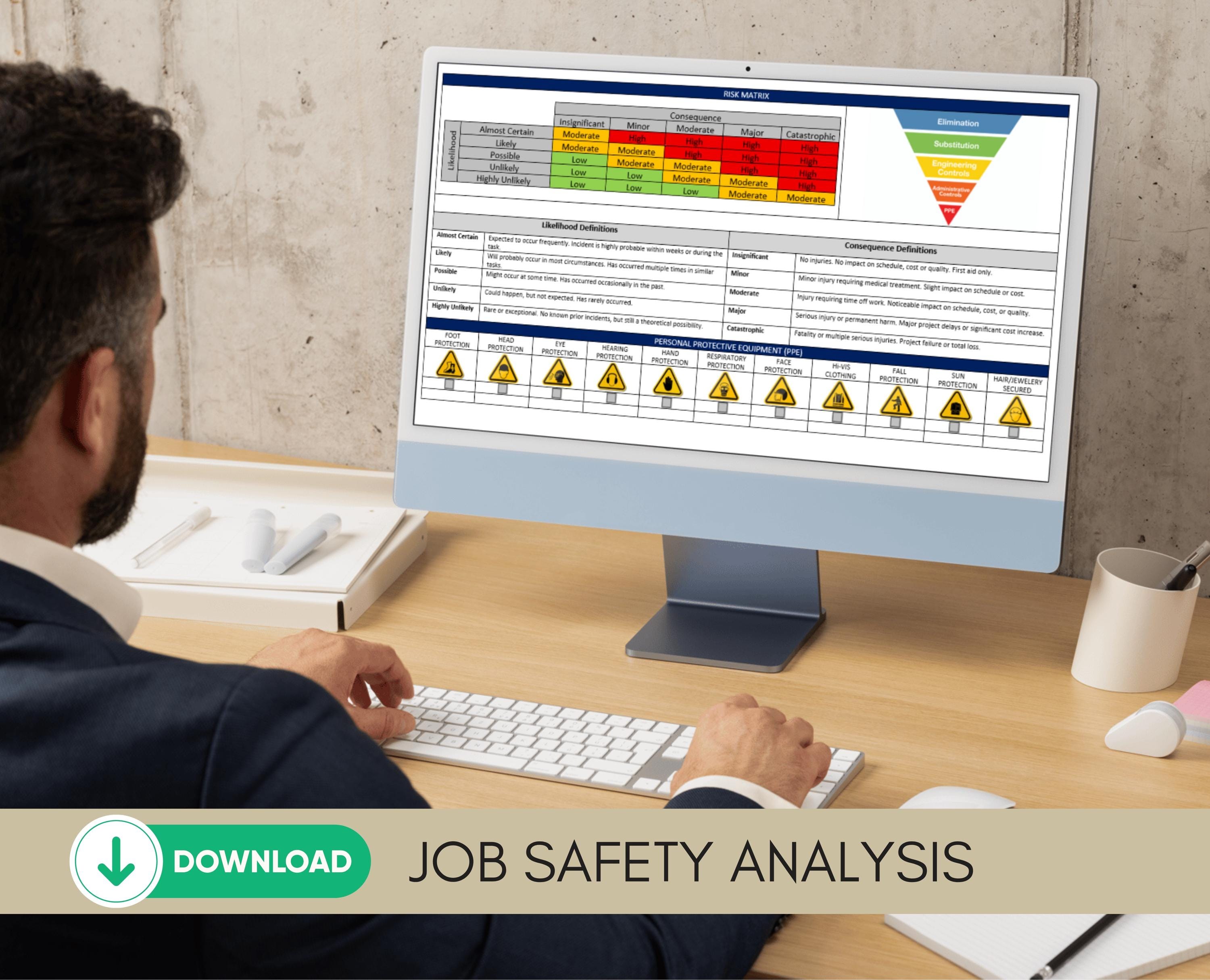 Job Safety Analysis JSA Template: Hazard ID, Risk Assessment (word ...
