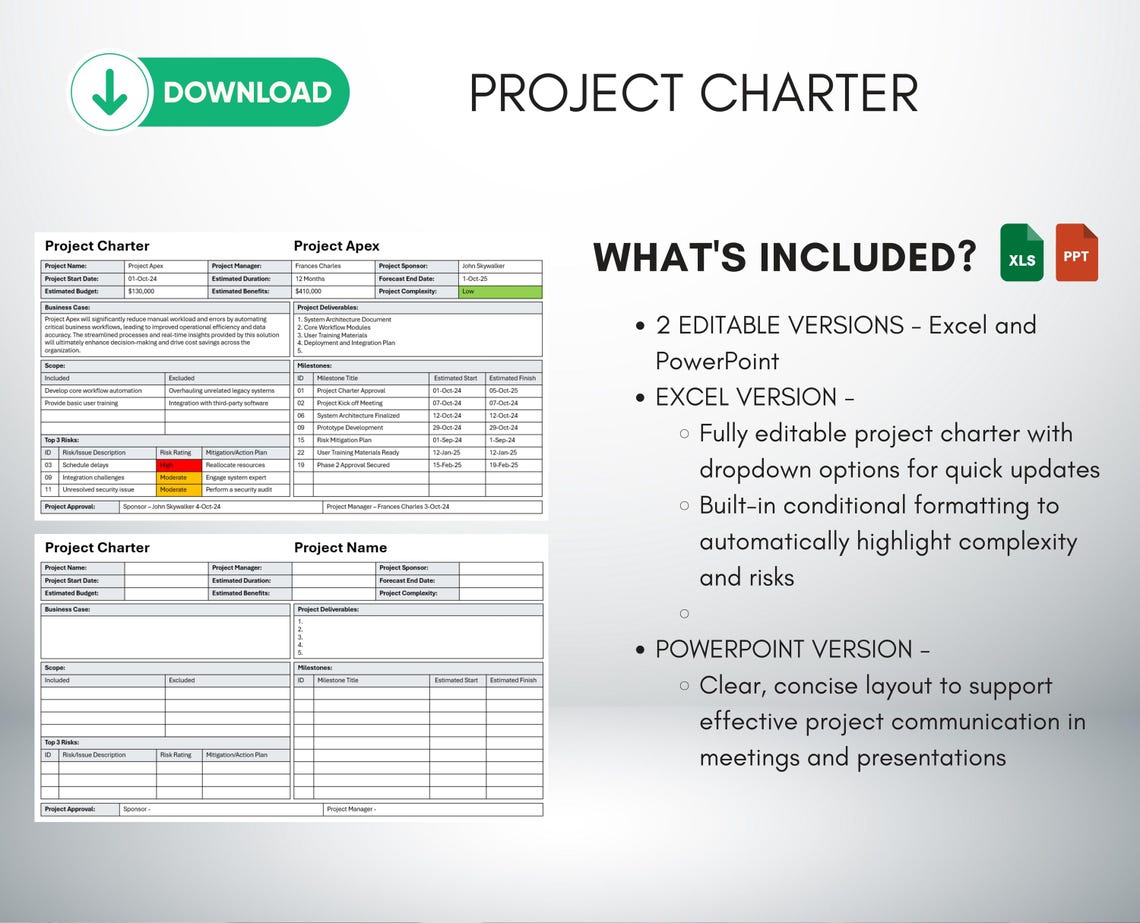 Project Charter Template, Project Initiation Document, Project Management, Project Manager ...