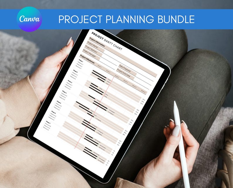 Project Planning Template Bundle, 8 X Canva Project Management ...