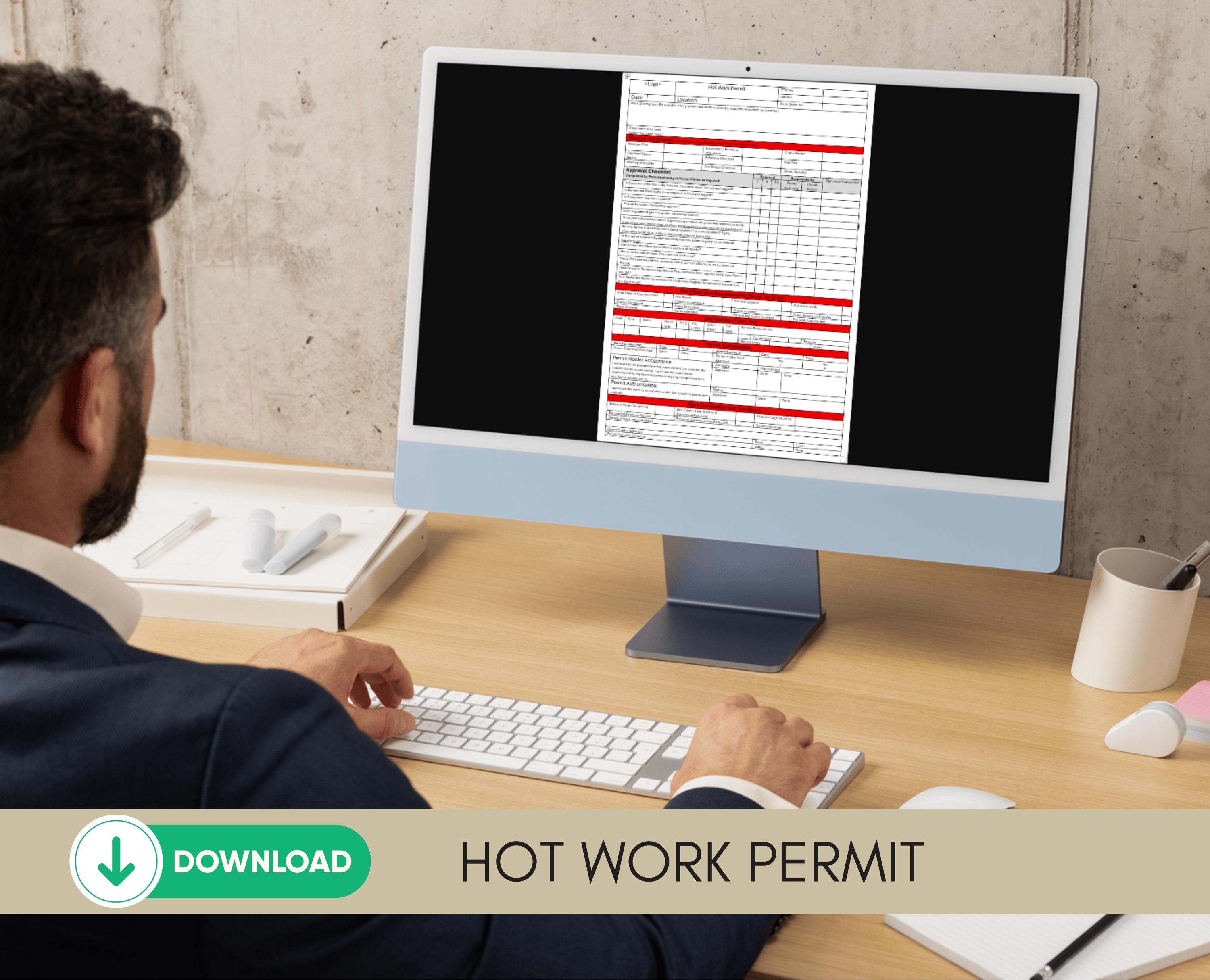 Hot Work Permit Template | Workplace Safety Form | Construction Safety ...