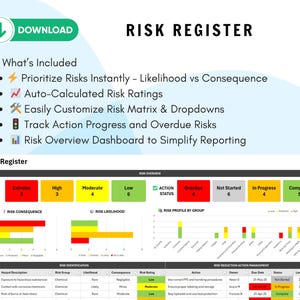 Excel Risk Register Template: Project Risk Management & Action Tracking ...