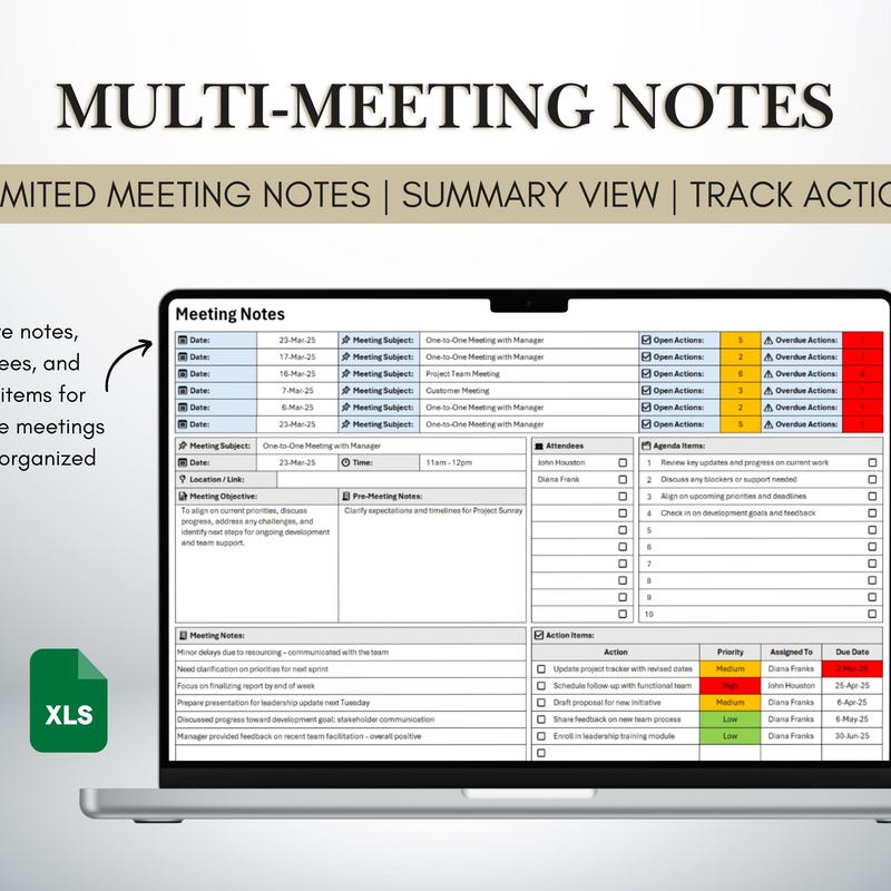 Excel Meeting Organizer - Etsy UK