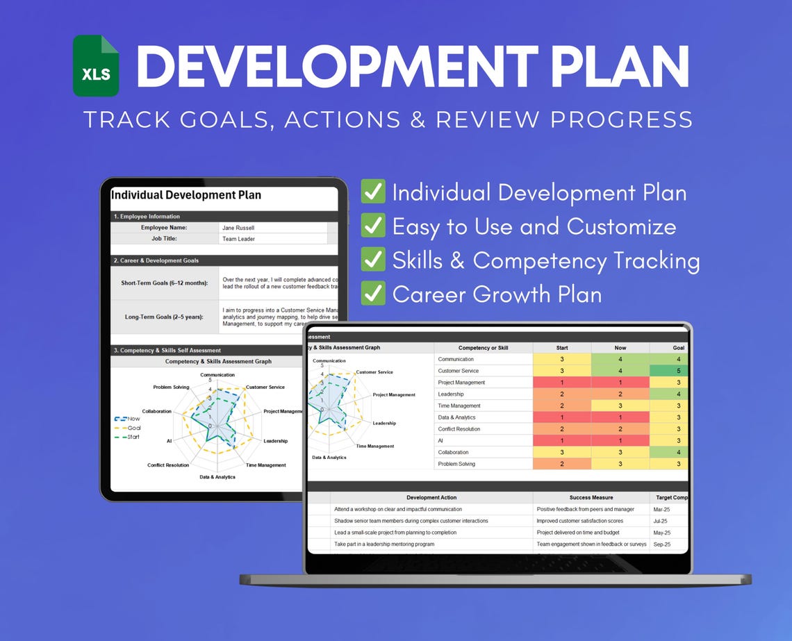 Individual Development Plan Excel Template | Skills Training & Career ...