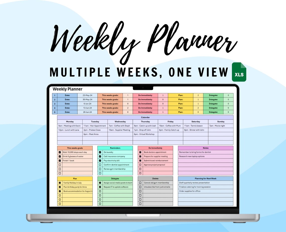 Weekly Planner Template | Goal Setting & Productivity Tracker | Time ...