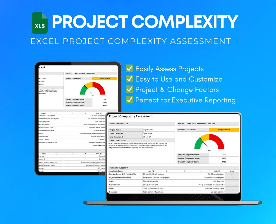 Project Complexity Assessment Tool: Excel Template for Risk & Impact - Etsy