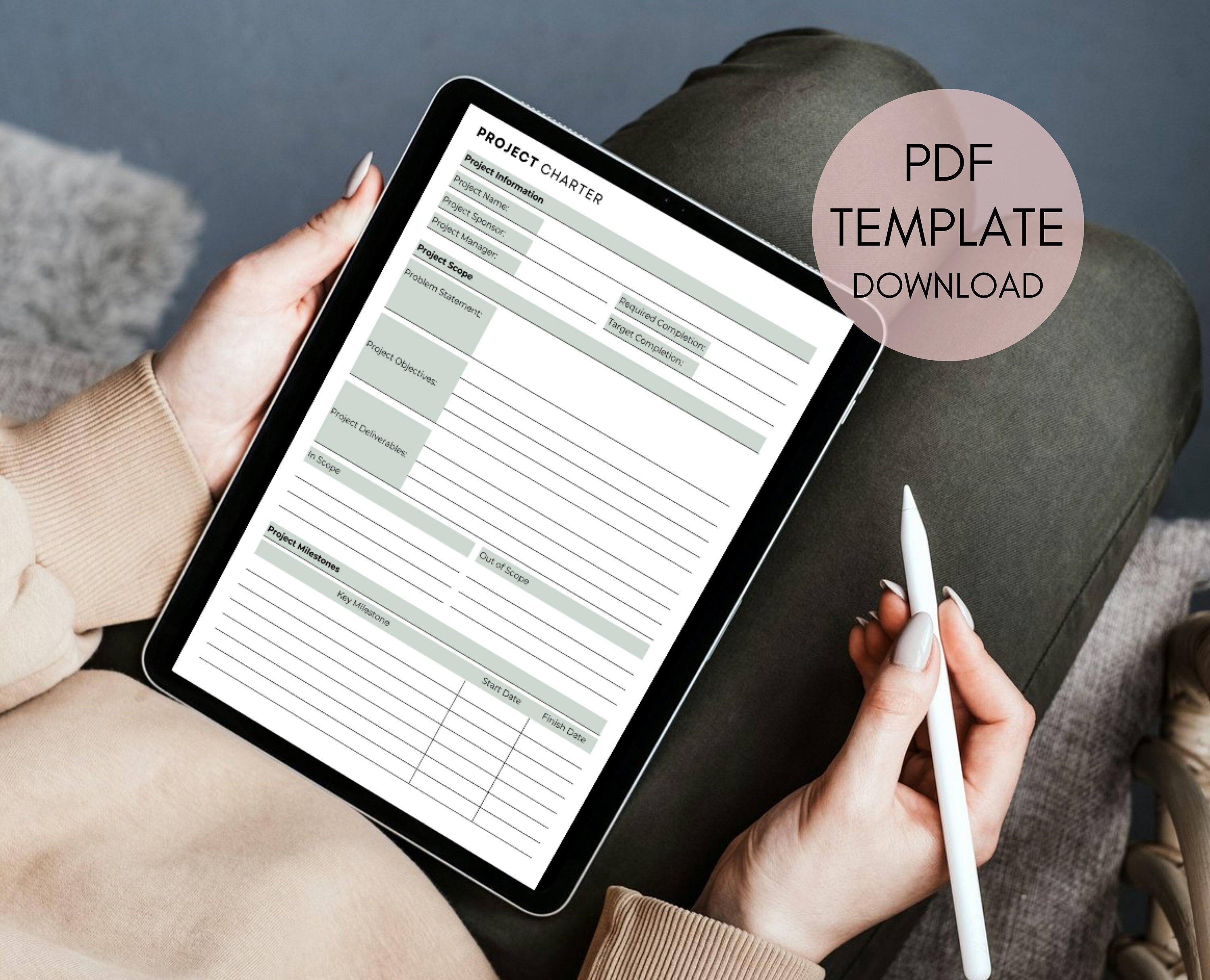 Project Charter Template | A4 Project Management Template | Project ...