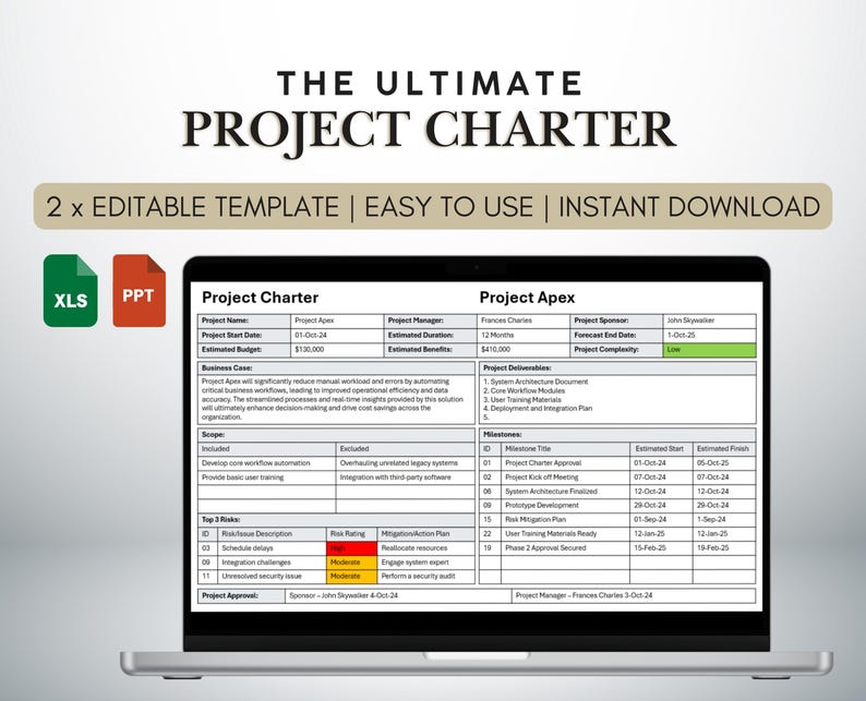 Project Charter Template, Project Initiation Document, Project Management, Project Manager ...
