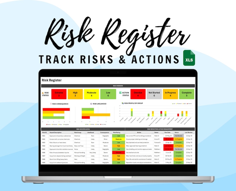 Excel Risk Register Template: Project Risk Management & Action Tracking ...