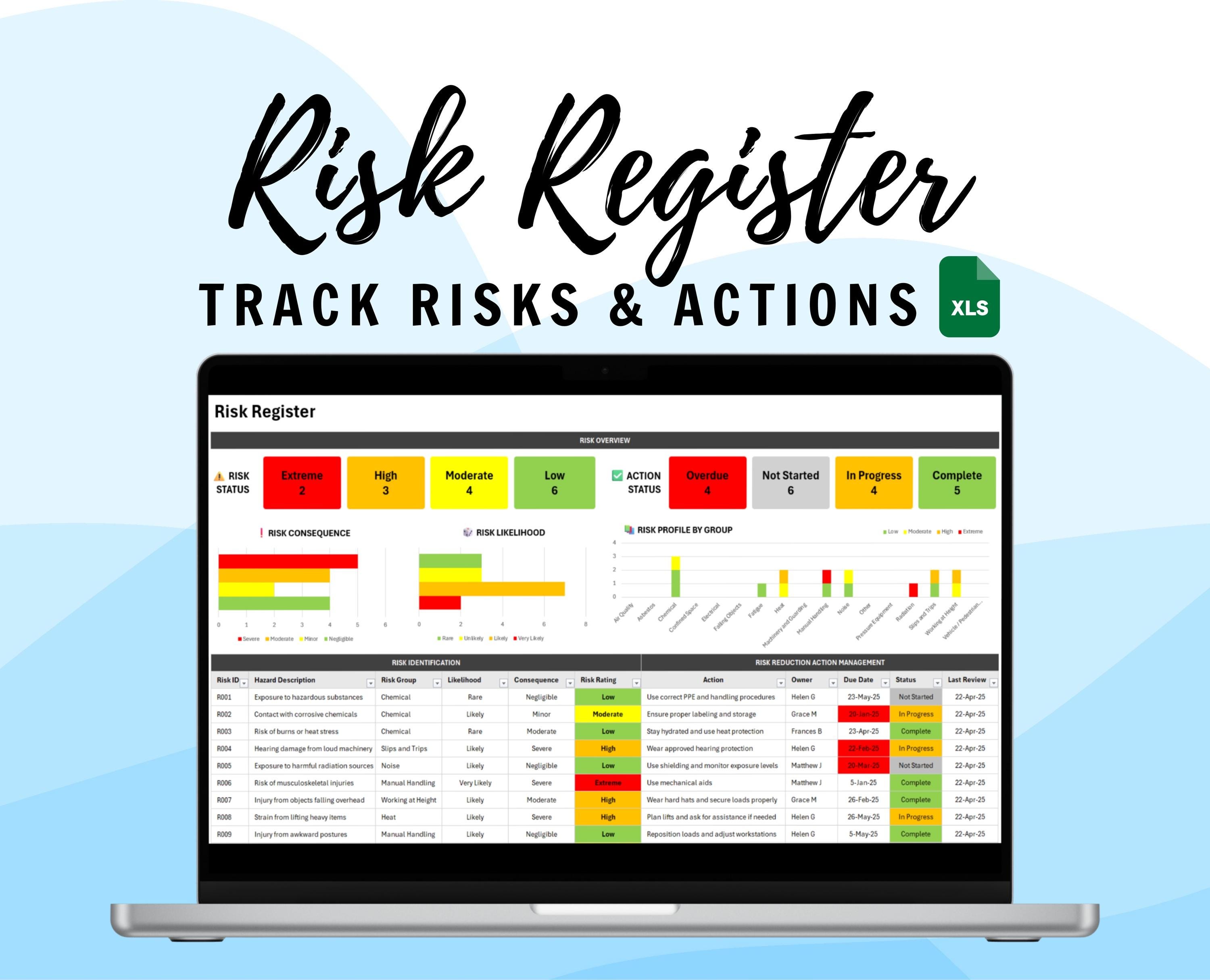 Excel Risk Register Template: Project Risk Management & Action Tracking ...