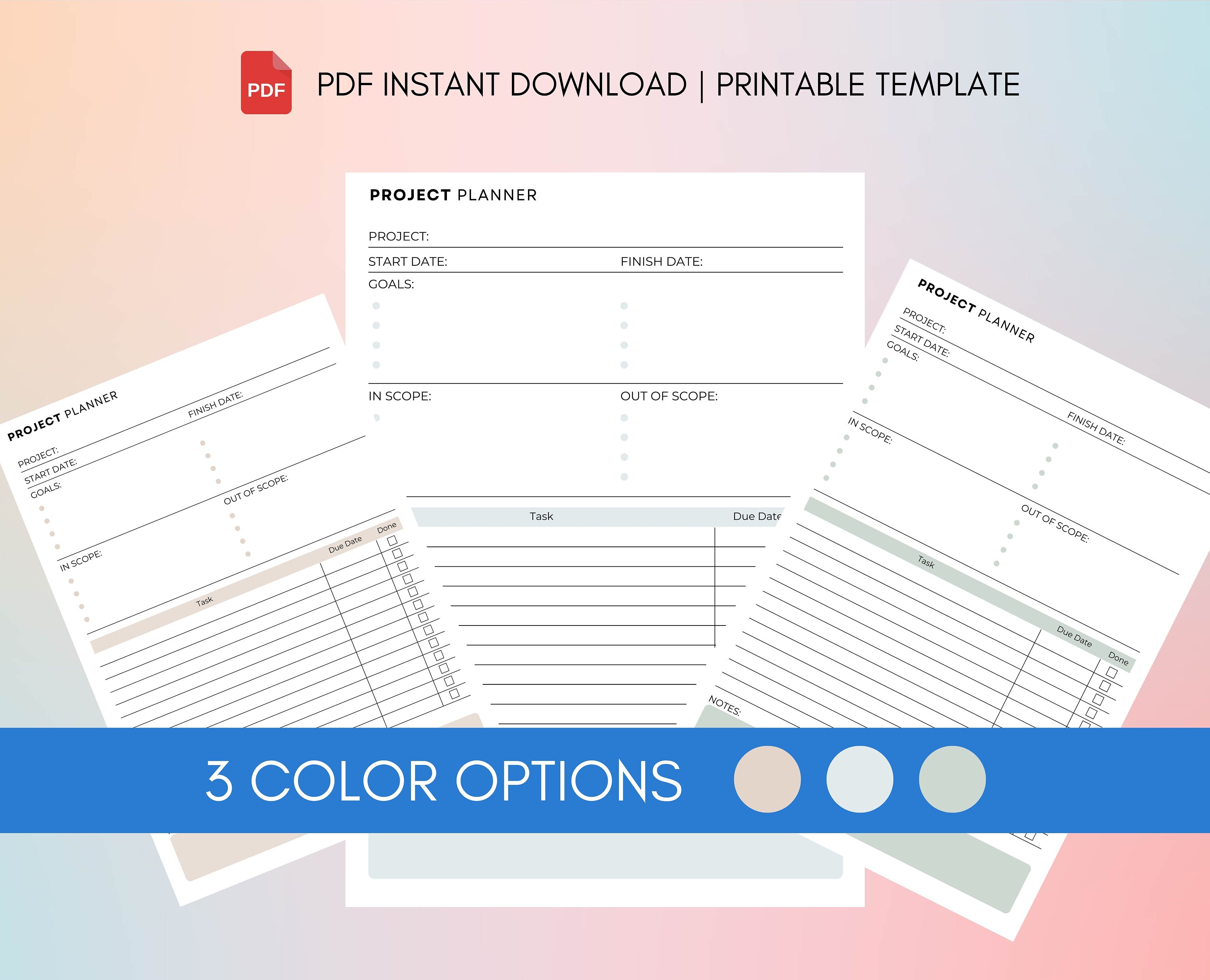 Project Planner Template, Project Management Document PDF Download ...
