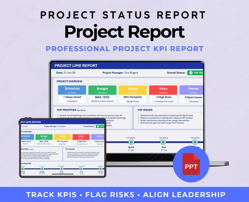 Executive Project Status Report Template | Powerpoint Project Executive ...
