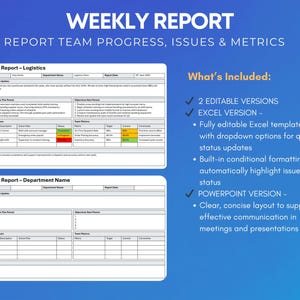 Weekly Department Update | Excel & Powerpoint Status Dashboard ...