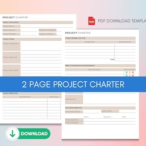 Project Charter Template: Project Management, A4 (digital Download) - Etsy