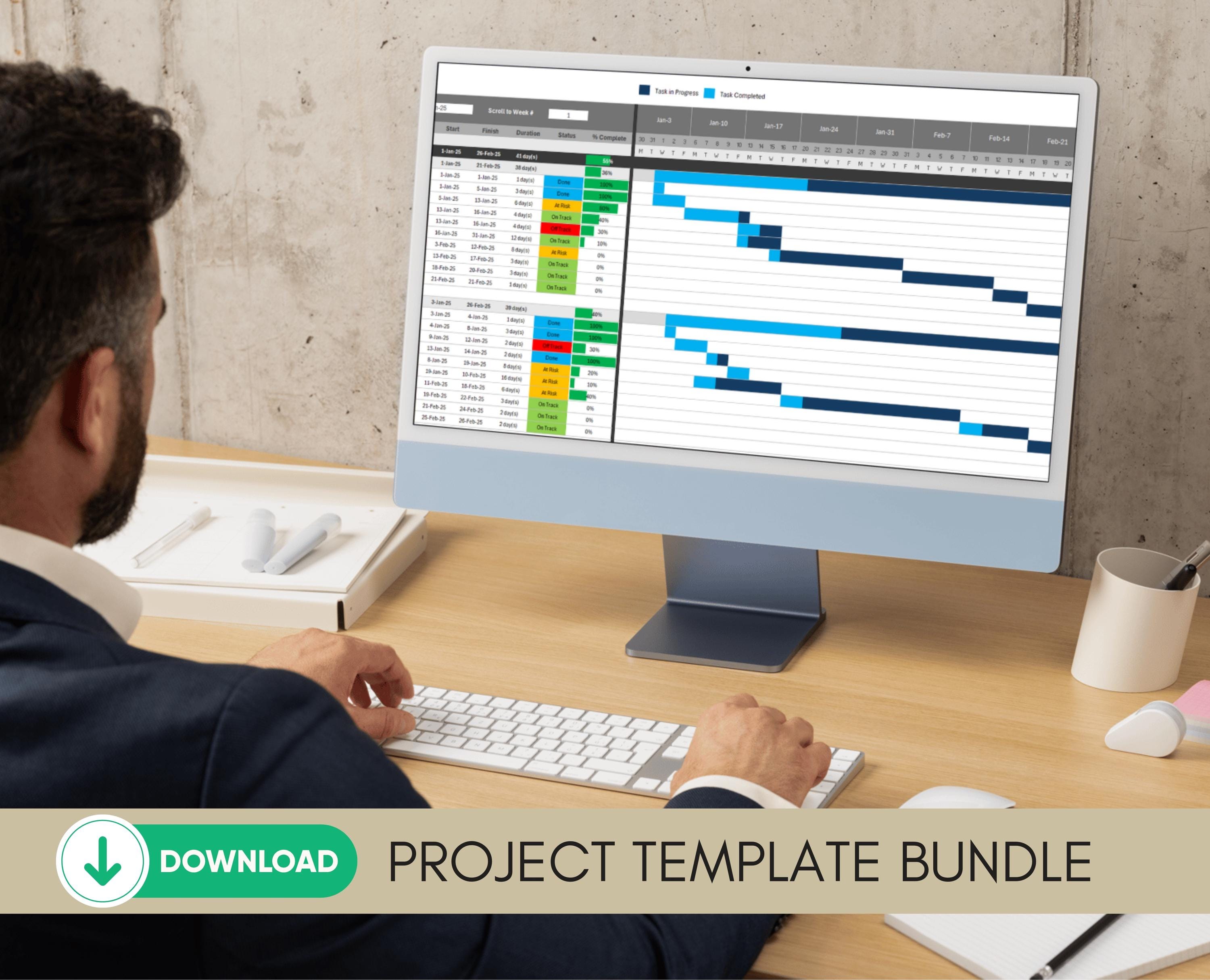 Project Management Template Bundle: Gantt Chart, Risk Register (digital ...
