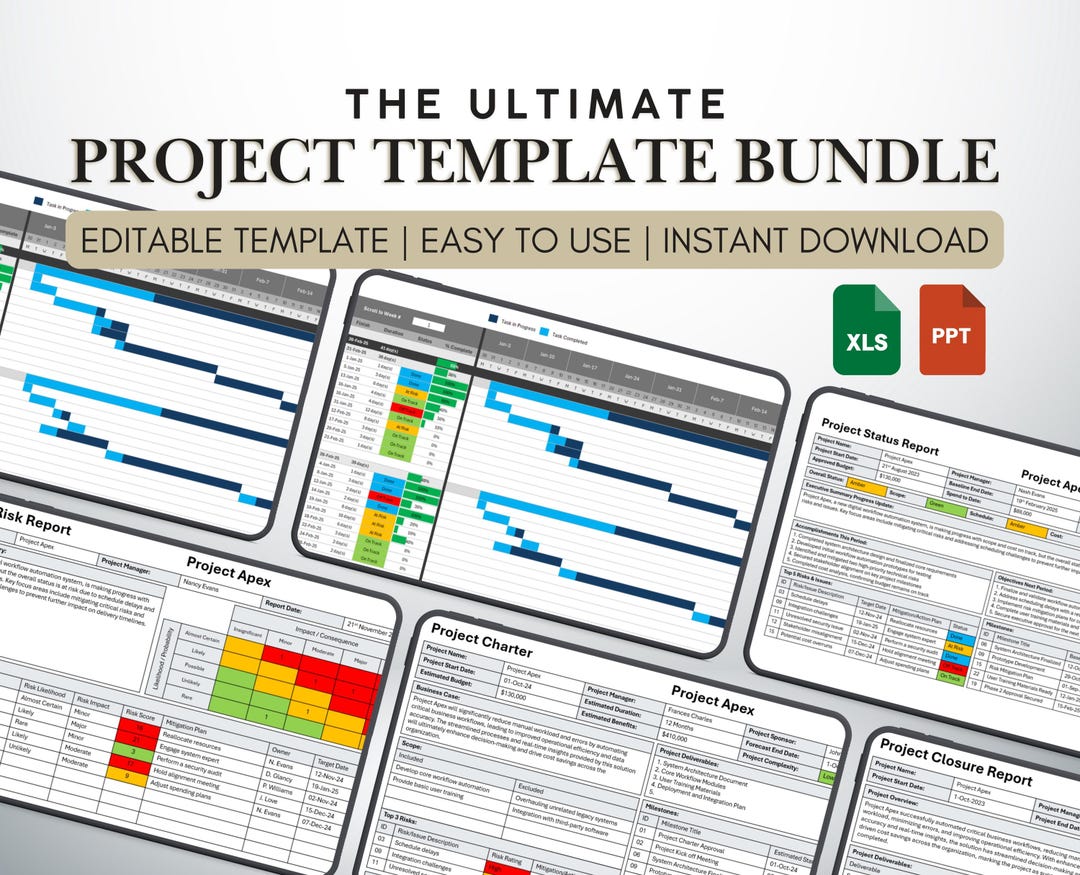 Project Management Template Bundle: Gantt Chart, Risk Register (digital Download) - Etsy