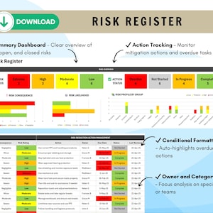 Excel Risk Register Template: Project Risk Management & Action Tracking (digital Download) - Etsy
