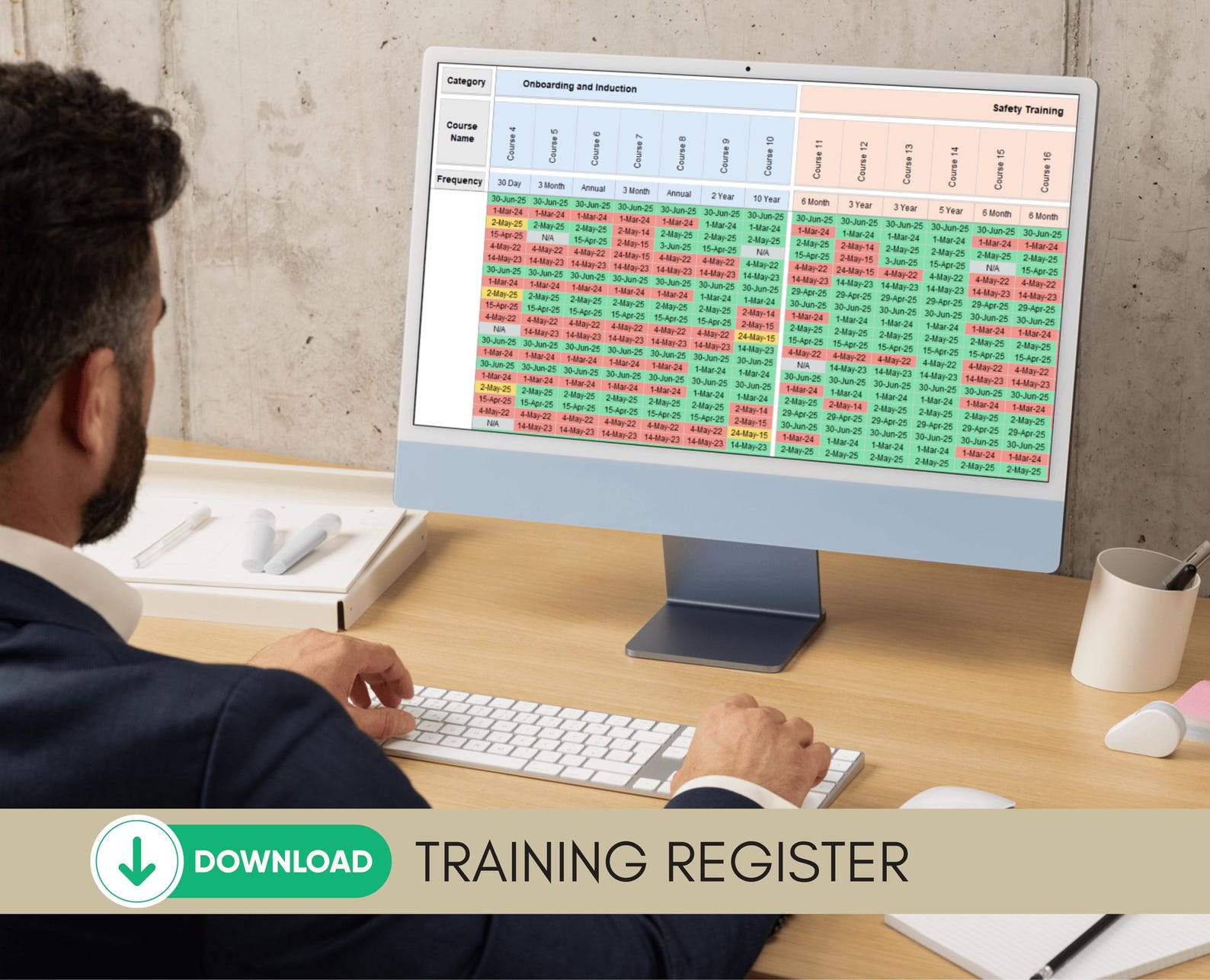 Training Register Excel Template | Employee Training Tracker | Staff ...