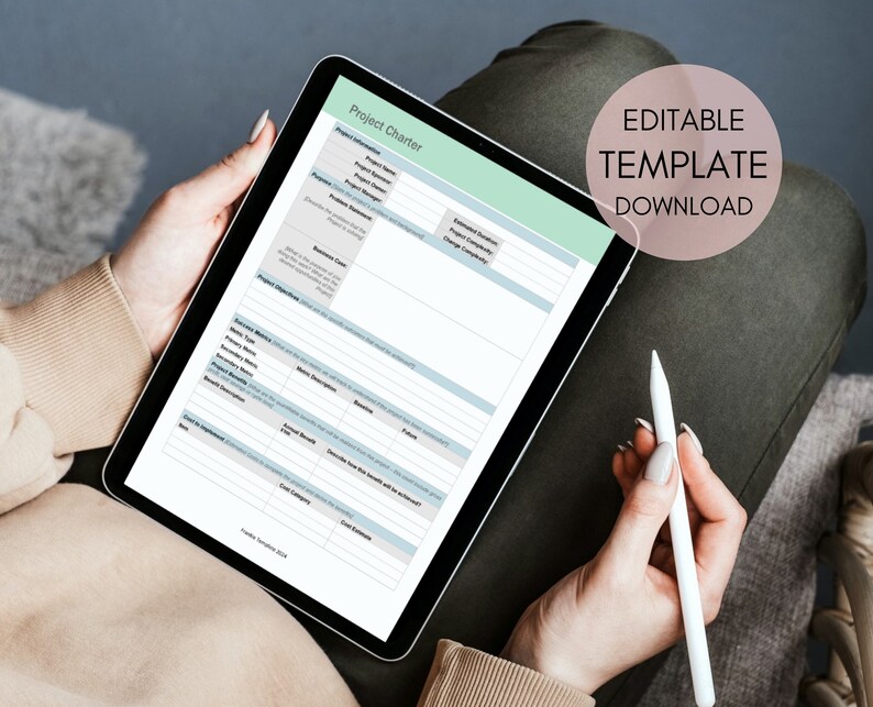 Project Charter Template: Project Management Document (digital Download ...