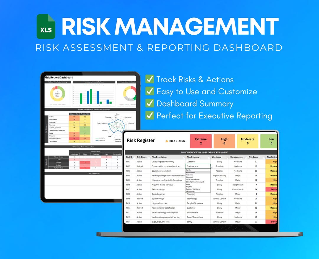 Risk Register | Excel Risk Register | Action Tracking | Project Risk ...