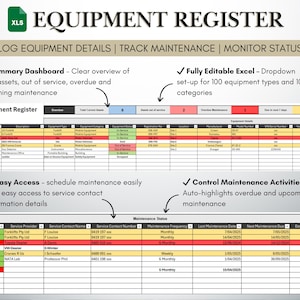Equipment Register Excel Template: Asset Tracking & Maintenance ...