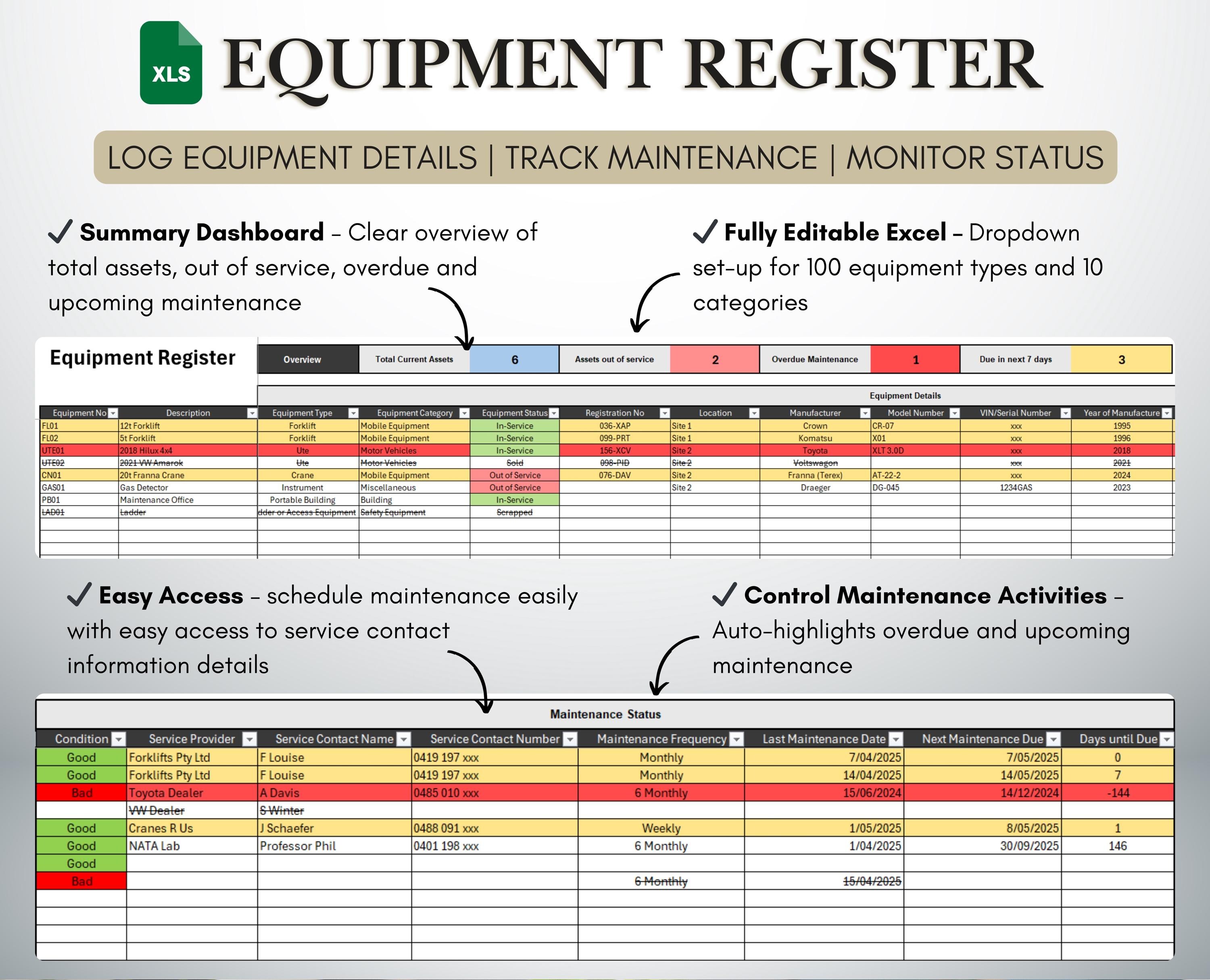 Equipment Register Excel Template Asset Tracking Maintenance Equipment Register Excel Template Asset Tracking Maintenance