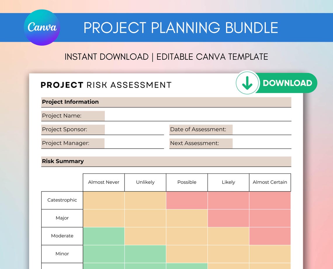 Project Planning Template Bundle, 8 X Canva Project Management ...