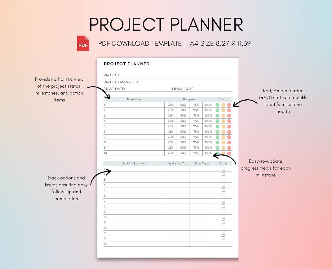 Project Planner Template, Project Management Document PDF Download ...