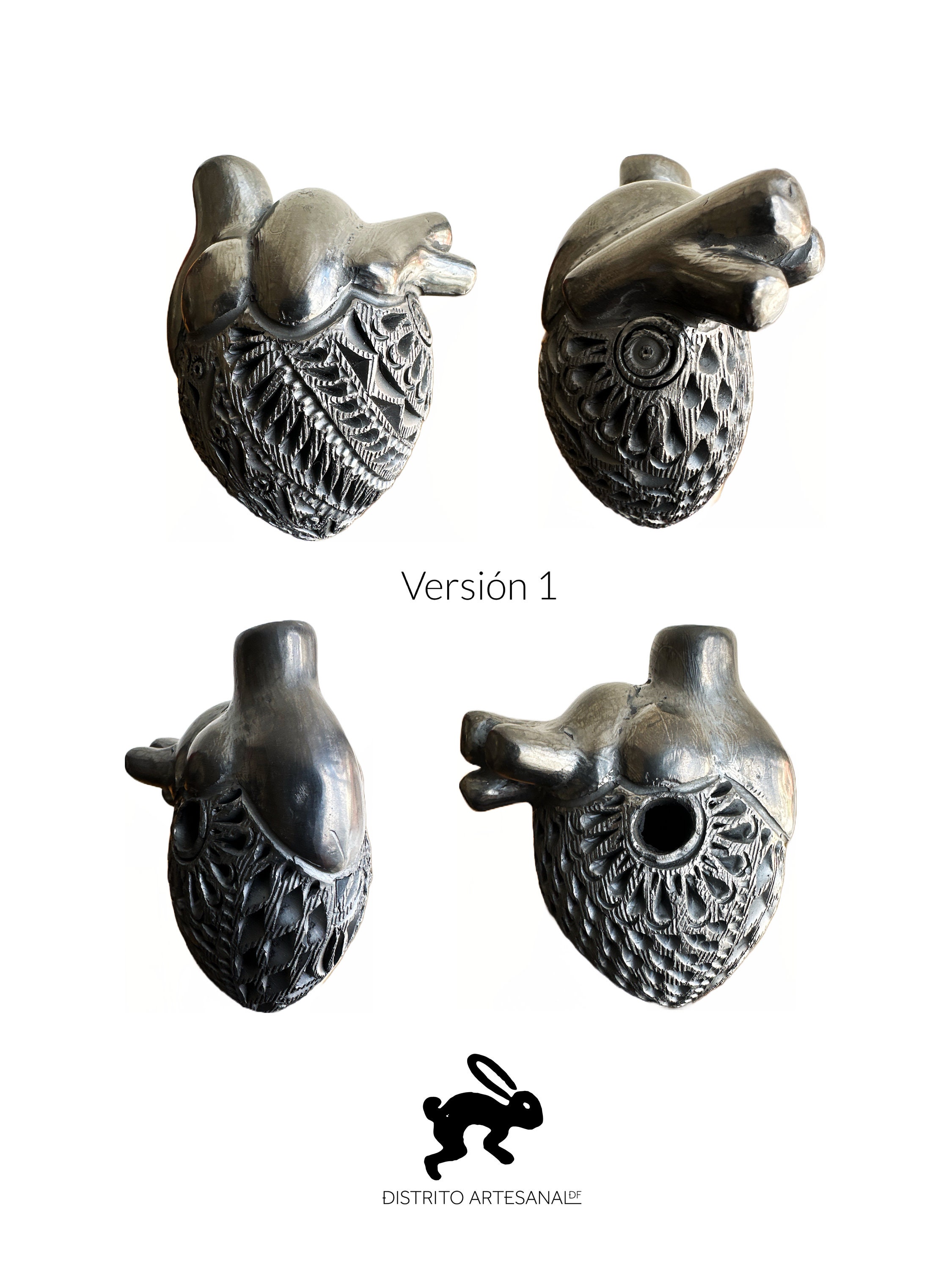 Barro Negro Corazon. Barro Negro Heart. Mexican Barro Negro Corazon ...