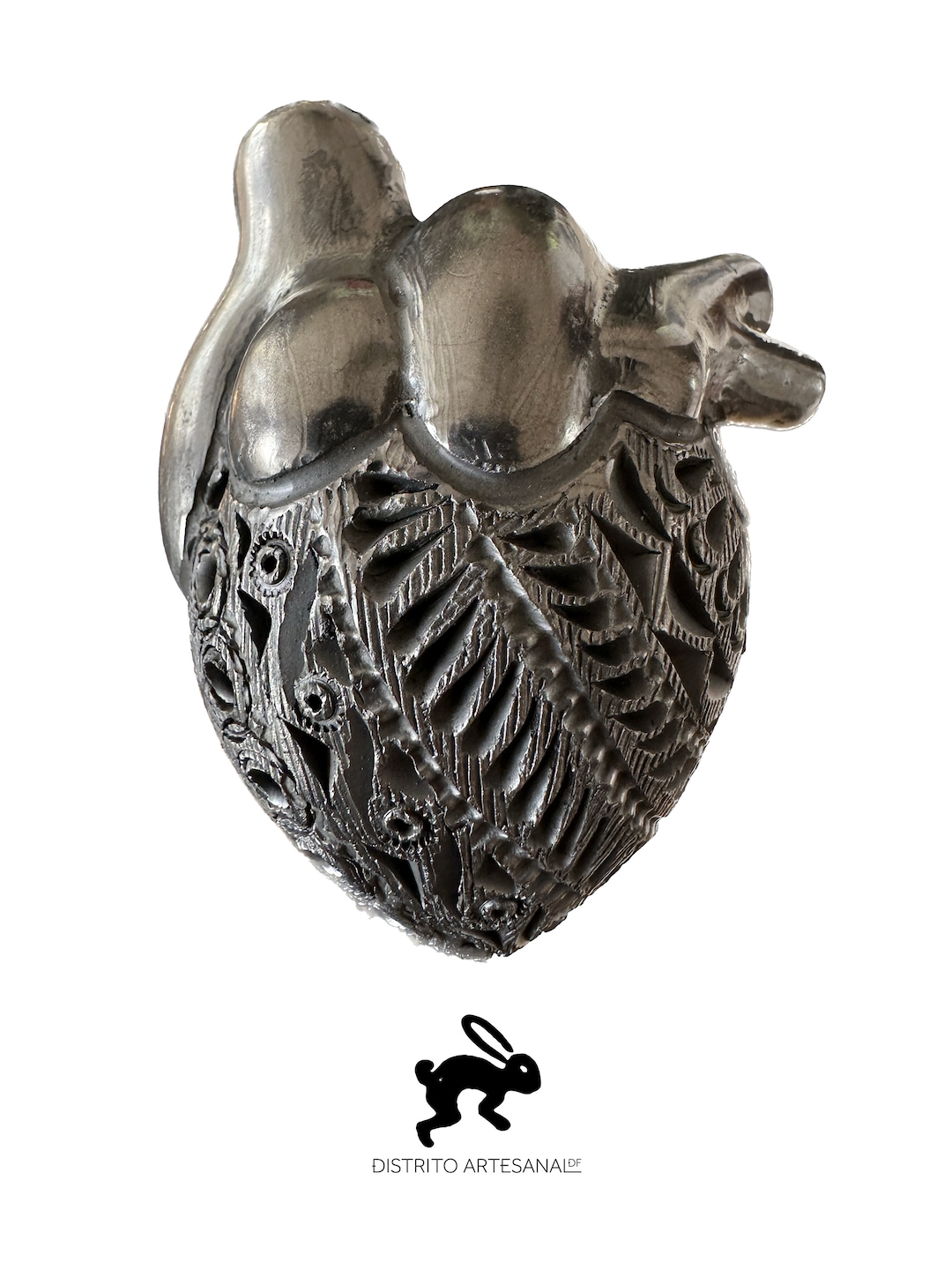 Barro Negro Corazon. Barro Negro Heart. Mexican Barro Negro Corazon. Oaxacan Corazon. Cut Flower ...