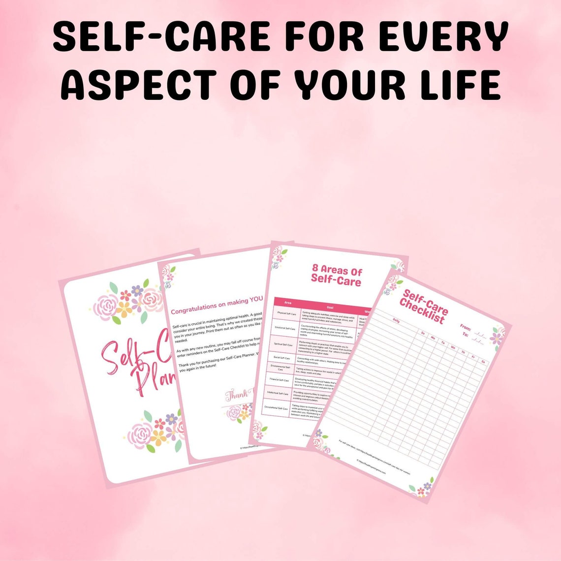 Self Care Planner Printable | Printable Self Care Bundle | Wellness ...